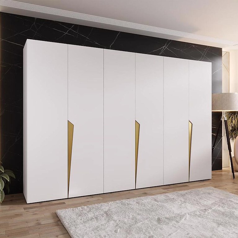 Piano ormar 300x50x202 cm bela/zlatna