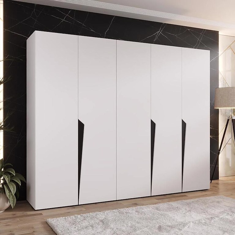 Piano ormar 250x50x202 cm bela/crna