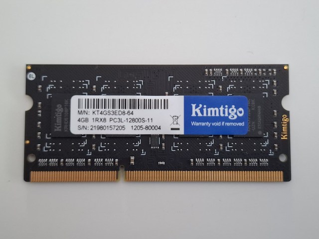 Kimtigo 4GB DDR3L PC3L-12800S laptop RAM – 1600 MHz