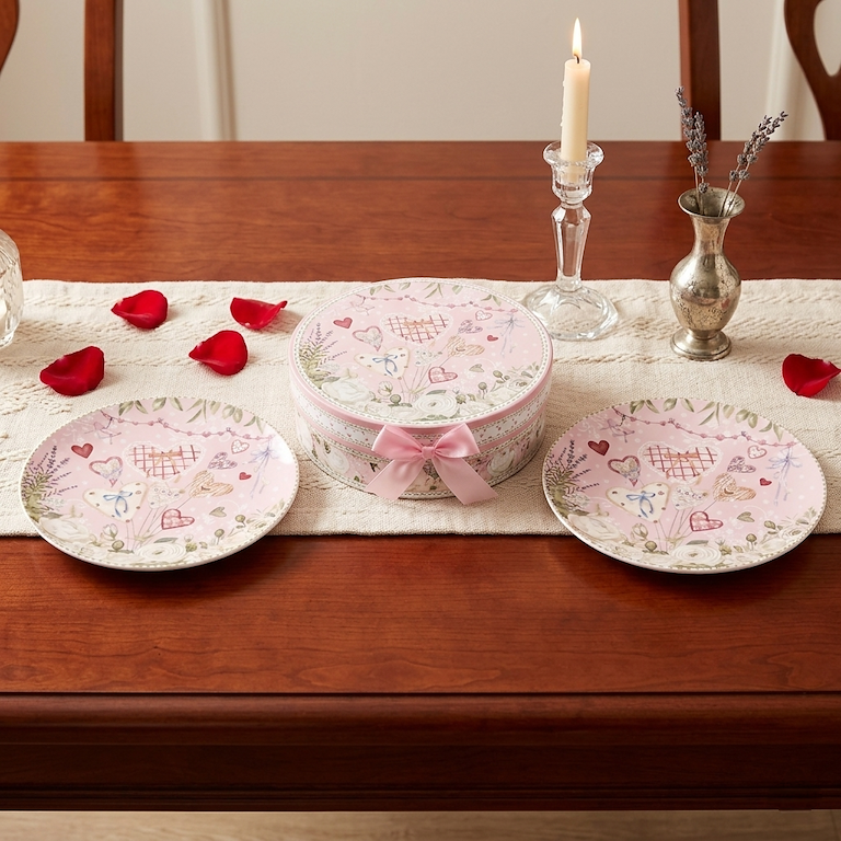 TANJIR DEZERTNI SET 2/1 OP25443 ROZE LOVE 19CM WY