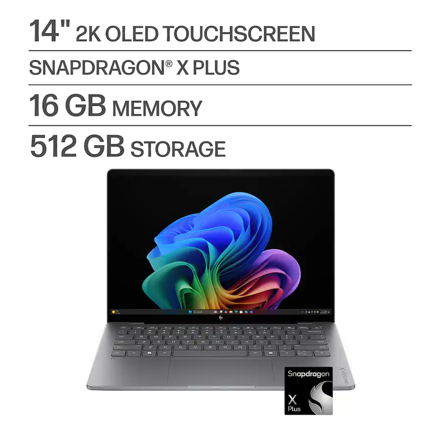 HP - OMNIBOOK X - 14" 2K OLED TOUCHSCREEN LAPTOP - SNAPDRAGON X PLUS (2025) - 16GB MEMORY - 512GB SSD - COPILOT+ PC - METEOR SILVER
