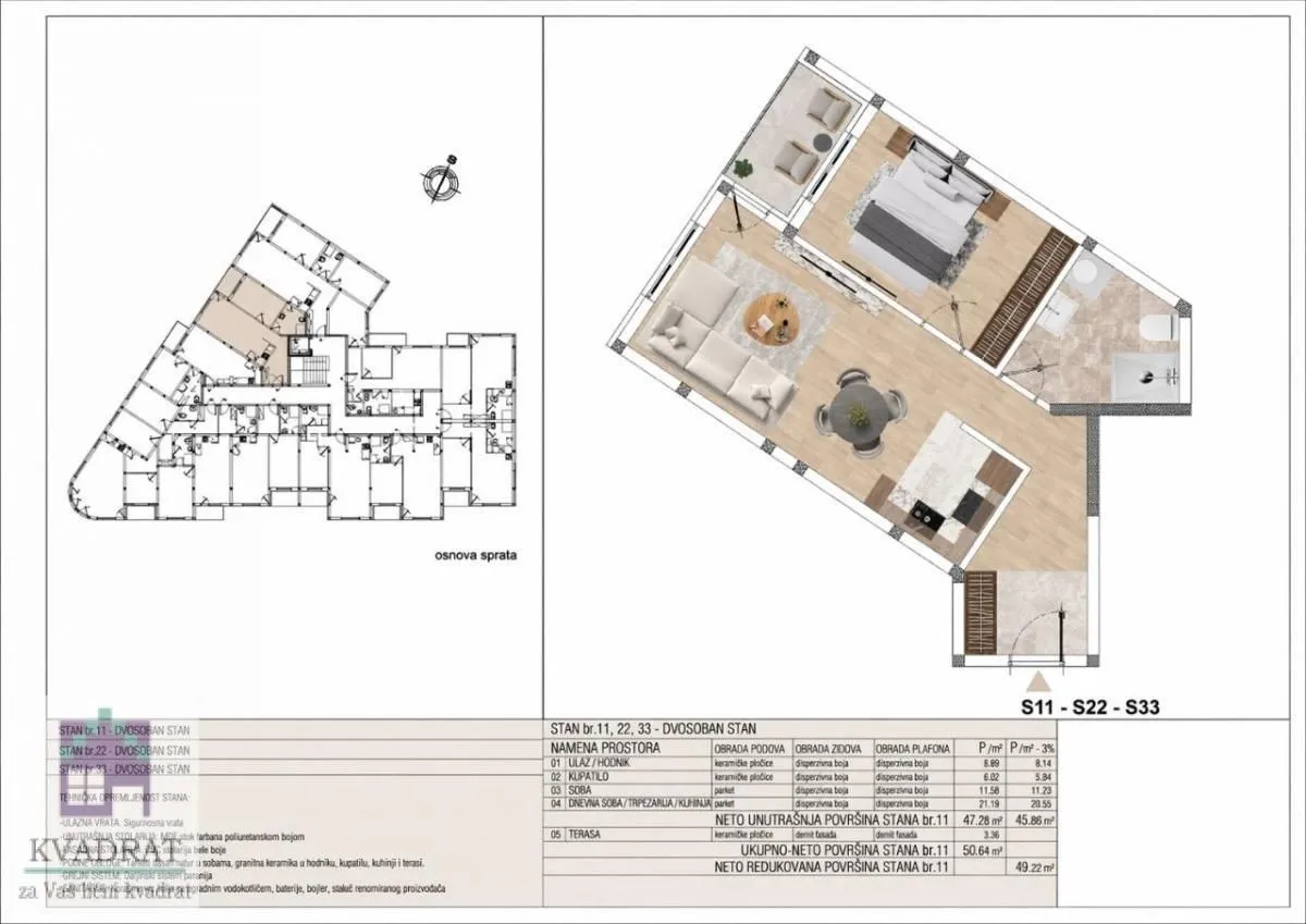 Prodaja, dvosoban stan, 49m², Obrenovac, Beograd