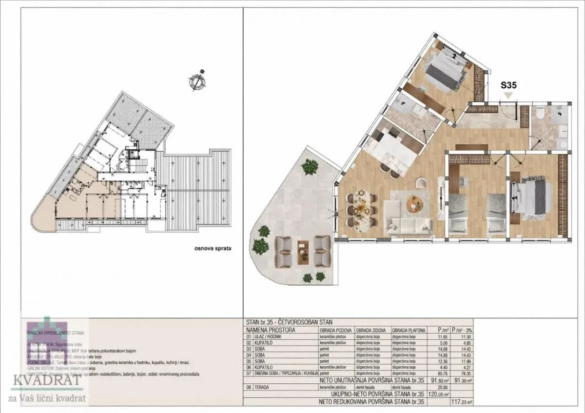 Prodaja, četvorosoban stan, 117m², Obrenovac, Beograd
