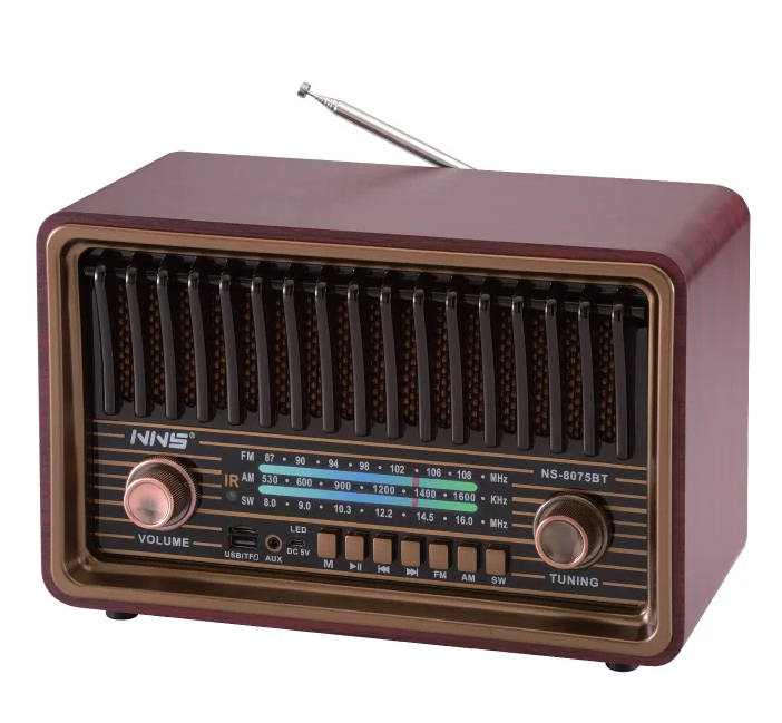 RETRO RGB BLUETOOTH RADIO FM|AM|SW|BT|USB|TF,RC 1,2AH NS-8075BT