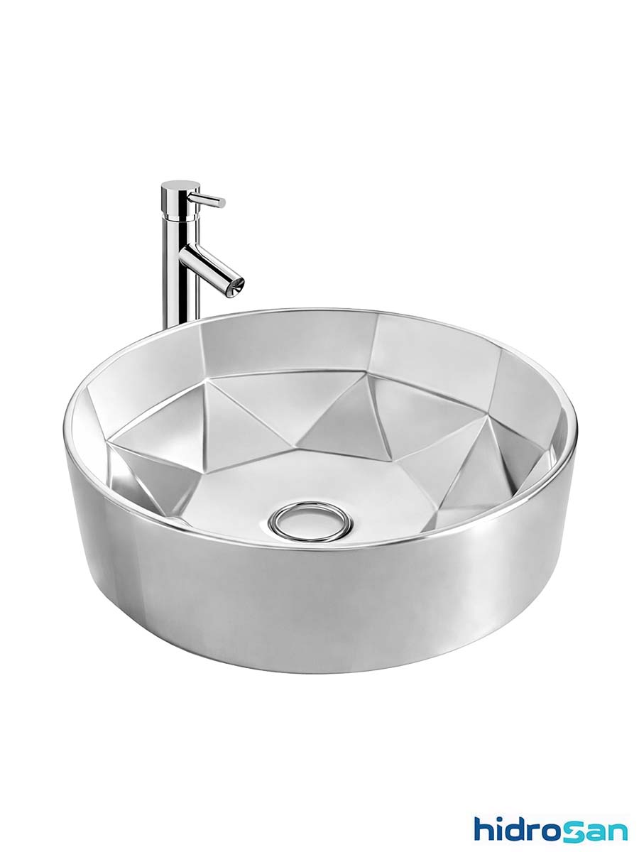 Lavabo nadgradni 13-283 srebrni Hidrosan ∅40cm