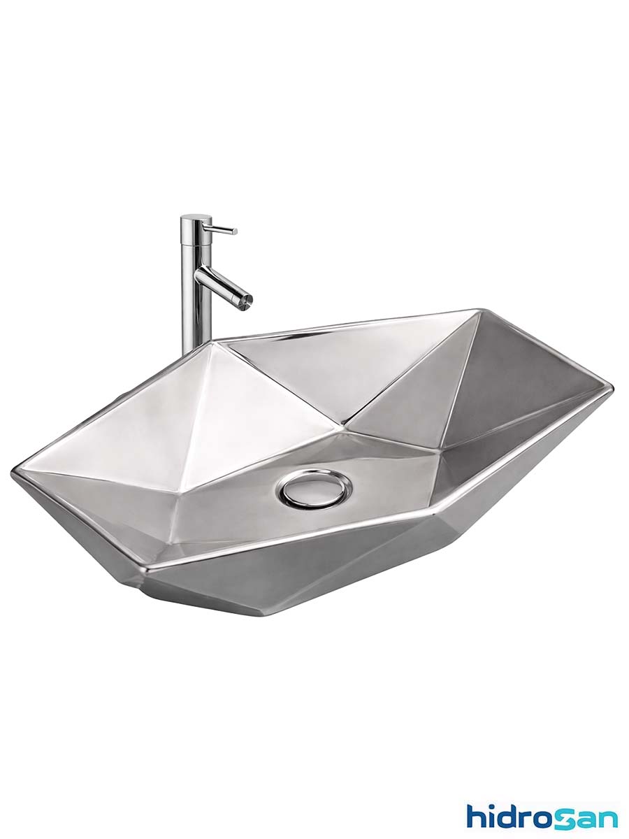 Lavabo nadgradni 13-284 srebrni Hidrosan 56,5×36,5cm