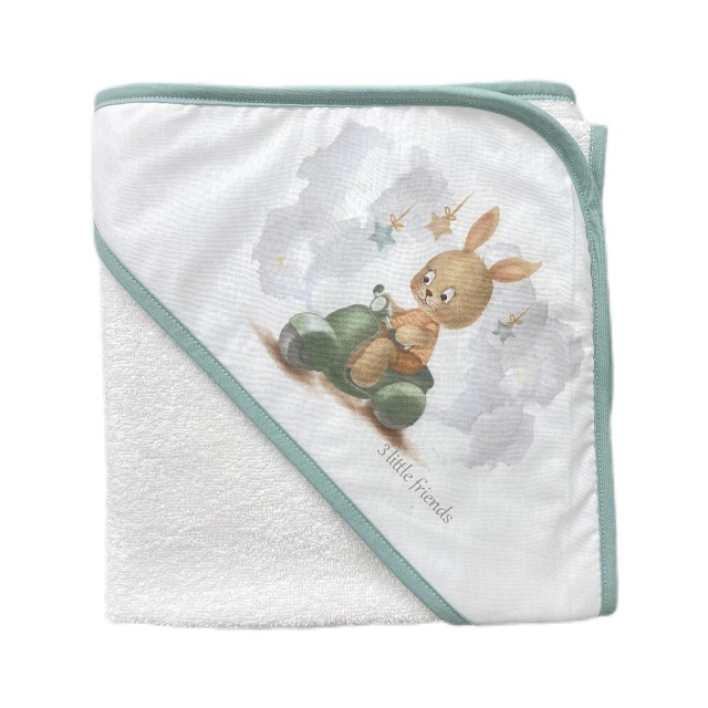 Deksi Peškir za bebe Zeka na motoru mint 75 x 75cm