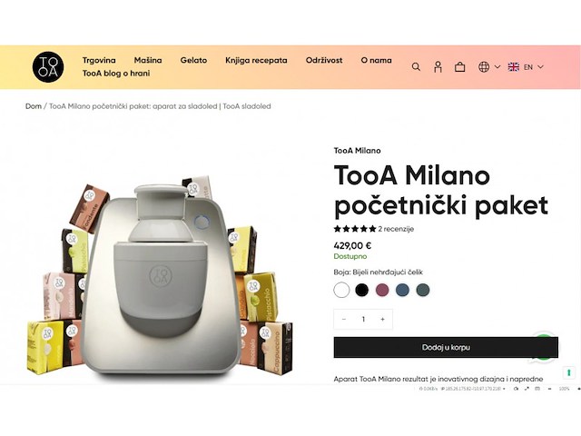 TOOA smart aparat za gelato sladoled - Made in Italy -
