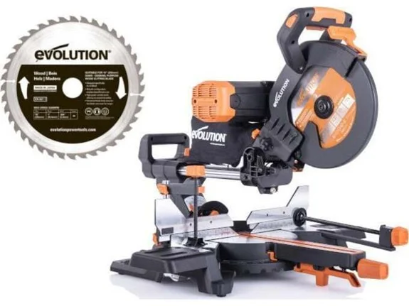 Evolution Ger testera 255mm Multi-Material Double Bevel Sliding Mitre Saw R255SMS-DB+