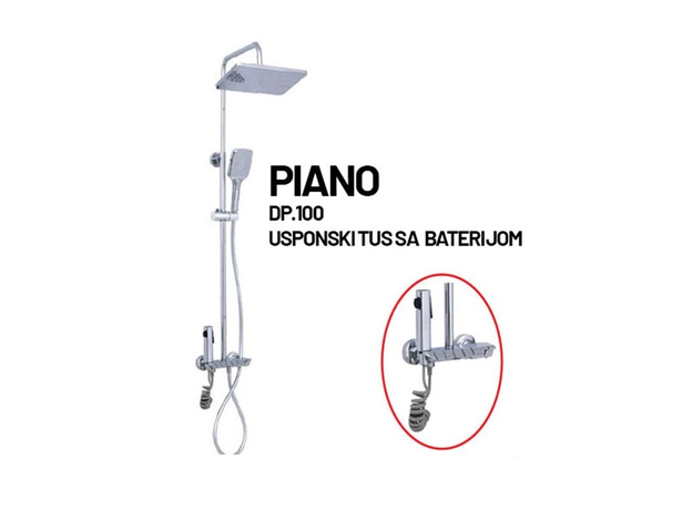Usponski tuš Piano sa baterijom DP.100 Hrom