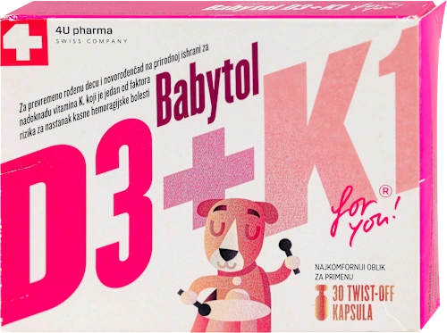 4U pharma
Vitamin D3 + K1, twist-of kapsule,, 30 kom
Dodatak ishrani