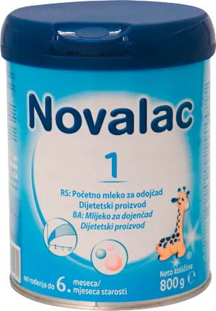 Novalac
Novalac 1 - početno mleko za odojčad, od rođenja do 6. meseca starosti, 800 g
Početna mlečna hrana za odojčad