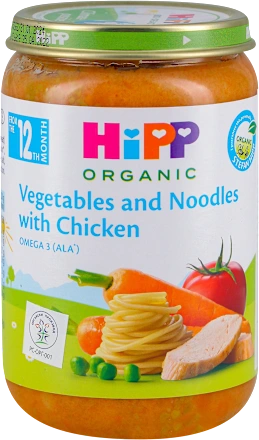 HiPP
ORGANIC kašica - povrće sa testeninom i piletinom , od 12. meseca, 220 g
Dijetetska namirnica