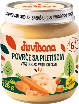 juvitana
Dečija kašica - povrće sa piletinom, od 6. meseca, 128 g