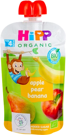 HiPP
BIO Voćna zabava - jabuka, kruška i banana, 4+ meseci, 100 g
Dijetetska namirnica