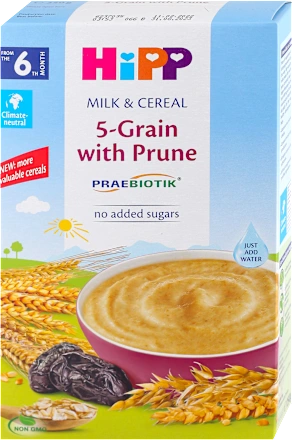 HiPP
Instant kaša mleko i žitarice – 5 žitarica sa šljivom, sa prebiotikom, od 6. meseca, 250 g