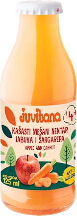 juvitana
Dečiji kašasti mešani nektar - jabuka i šargarepa, od 4. meseca, 125 ml