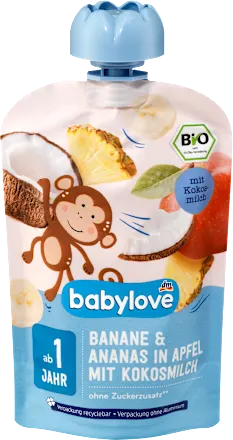 babylove
Voćni užitak - banana i ananas u jabuci sa kokosovim mlekom, od 1. godine, 100 g
Dodatak ishrani