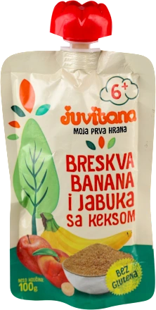 juvitana
Voćna kašica - breskva, banana, jabuka sa keksom, od 6. meseca, 100 g
Prelazna hrana