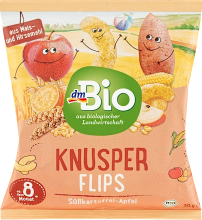 dmBio
Hrskavi flips, slatki krompir i jabuka, od 8. meseca, dijetetski proizvod – hrana za odojčad i malu decu, 30 g
Dijetetska namirnica