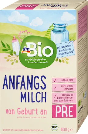 dmBio
Početno zamensko mleko, početna formula za odojčad, od rođenja, 600 g
Početna hrana za odojčad