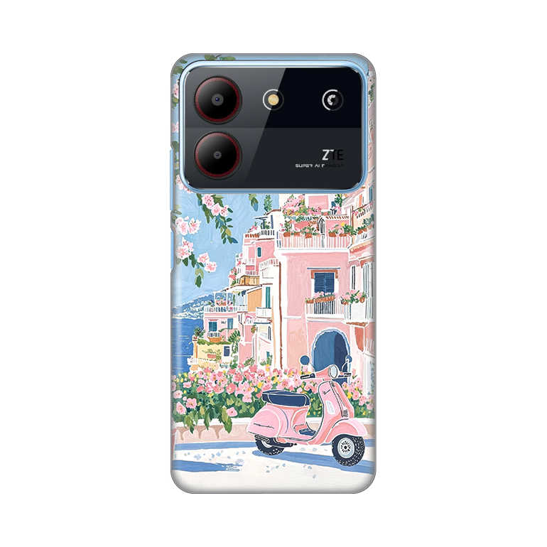 Zastitna silikonska maska (futrola) PRINT - ZTE Blade A54 Pink Italy