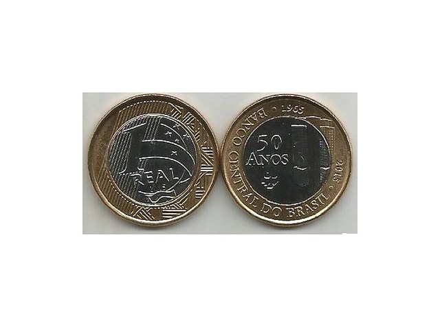Brazil 1 real 2015. UNC 50 Years of the Central Bank