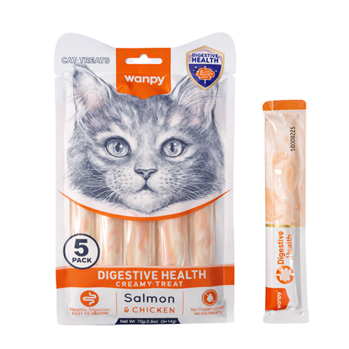 WANPY DIGESTIVE HEALTH CREAMY TREAT SALMON & CHICKEN 14G – PODRŠKA VARENJU MAČKE
