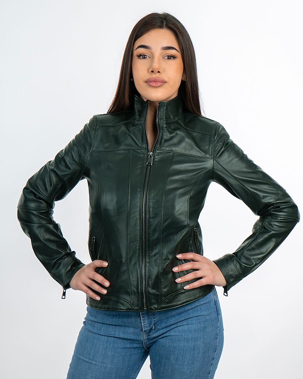Kožna jakna Bellucci – Zelena