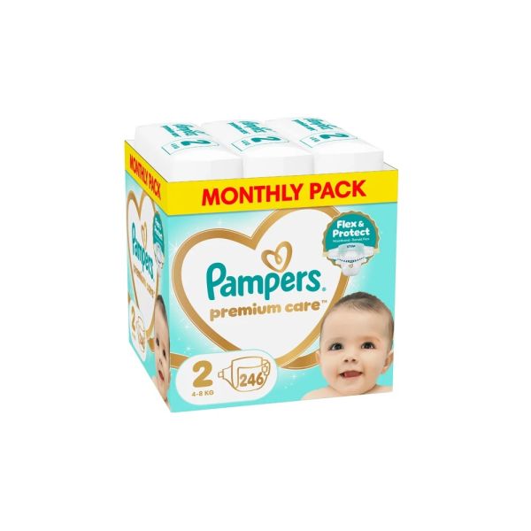 PAMPERS, PELENE PREMIUM CARE 2 MONTHLY PACK, 246 KOMADA
