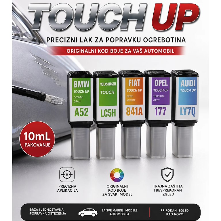 Touchup Korektor boje za ogrebotine za Audi, Seat, VW (10ml) – Boja: LY5T/Y4 – Pelikan Blue