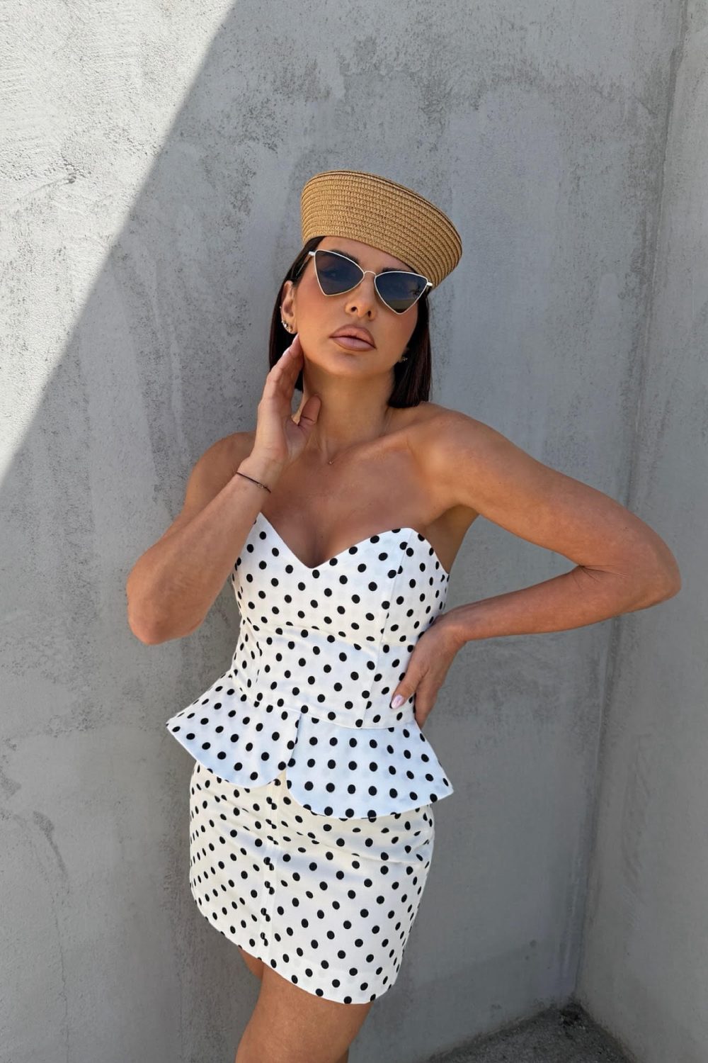 MARGOT WHITE POLKA DOT PEPLUM KORSET