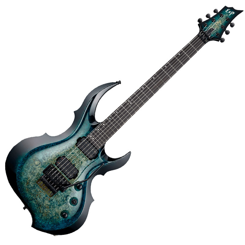 ESP FRX Custom Burled Maple Peacock Blue Burst