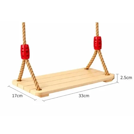 Kinder Home dečija drvena ljuljaška za dvorište sa konopcima – prirodno drvo, 33 cm ( JXS-3033 )