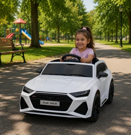 Audi na akumulator za decu RS6 Licencirani – Beli