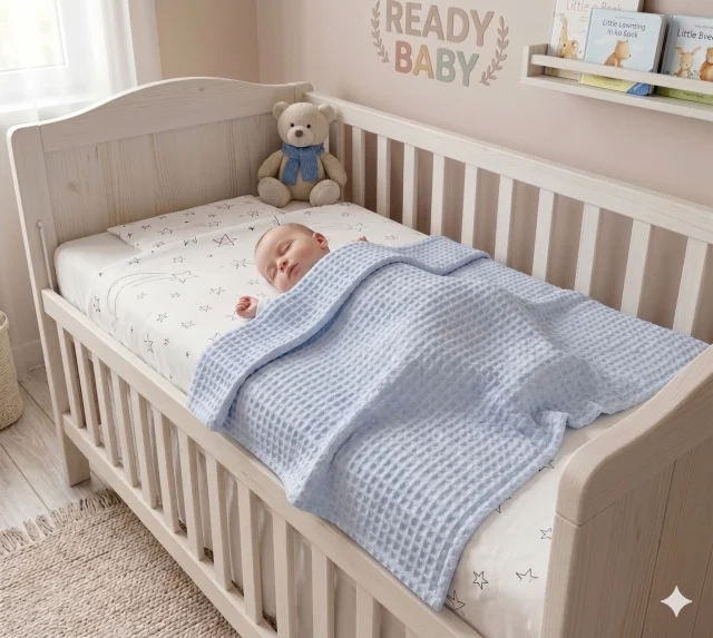 Ready Bebi Prekrivač Vafl - Plavi