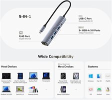 ADAPTER USB C - 3xUSB+C+RJ45 5u1