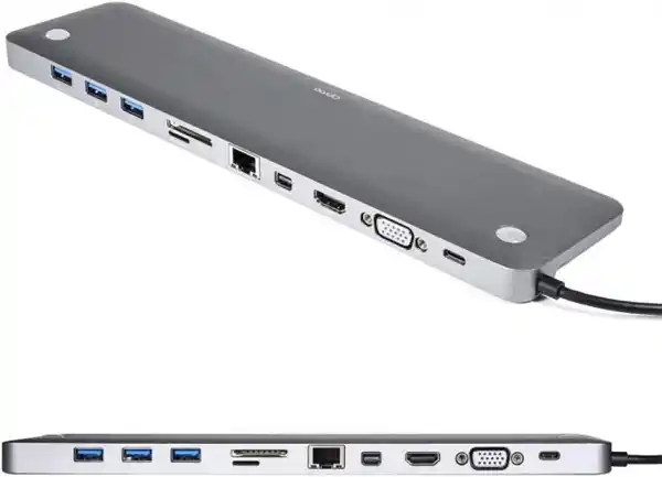 Kettz Adapter Tip C 11/1 4K HDMI/VGA/USBx3/AUX/SD/TF/USB-C/PD/Lan KT-1101G Kettz