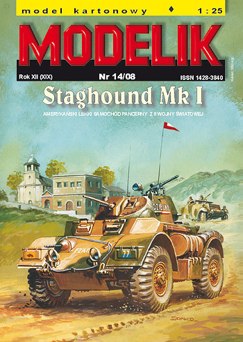 Modelik 14_08 STAGHOUND MK. I AMERYKAŃSKI CIĘŻKI SAMOCHÓD PANCERNY Z II WOJNY ŚWIATOWEJ
