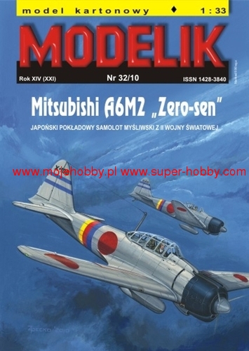 Modelik 32_10 MITSUBISHI A6M ZERO japoński samolot myśliwski z II wojny światowej
