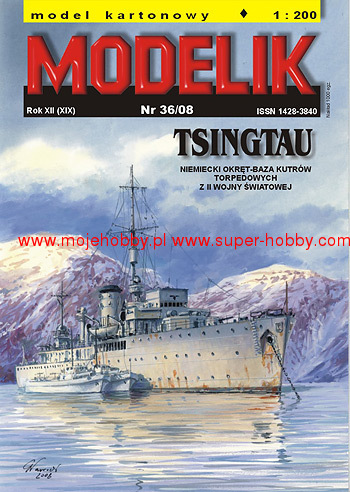 Modelik 36_08 TSINGTAU NIEMIECKI OKRĘT-BAZA KUTRÓW TORPEDOWYCH Z II WOJNY ŚWIATOWEJ