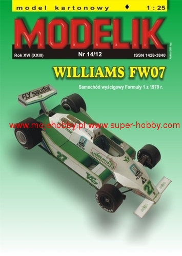Modelik 14_12 WILLIAMS FW 07 - Samochód wyścigowy Formuły 1 z 1979 roku