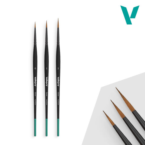 Vallejo B02991 Design Brush Set - Synthetic Fibers (0, 1 and 2)
