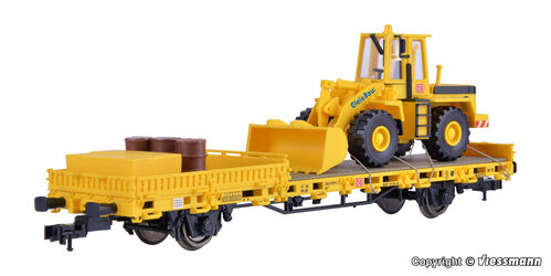 NEW! Kibri 26274 Model w gablotce - Wagon platforma z ładowarką kołową GleisBau