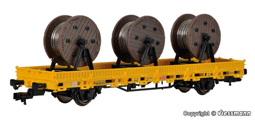 NEW! Kibri 26269 Model w gablotce - Wagon platforma z trzema szpulami kabli GleisBau