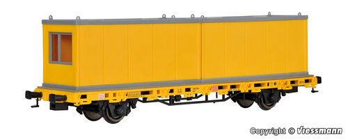 Kibri 26268 Model w gablotce - Wagon platforma z kontenerami mieszkalnymi GleisBau