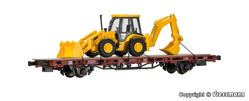 NEW! Kibri 26260 Model w gablotce - Wagon platforma z koparko-ładowarką JCB 4CX
