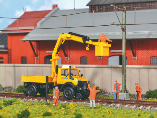 NEW! Kibri 14991 Unimog dwudrogowy GleisBau z podnośnikiem koszowym