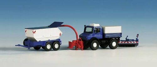 NEW! Kibri 14984 Unimog z rozdrabniarką do gałęzi i przyczepą