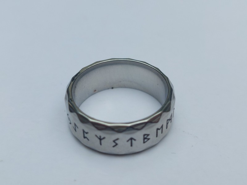 Vintage Viking Rune Ring Band Mens Titanium Viking